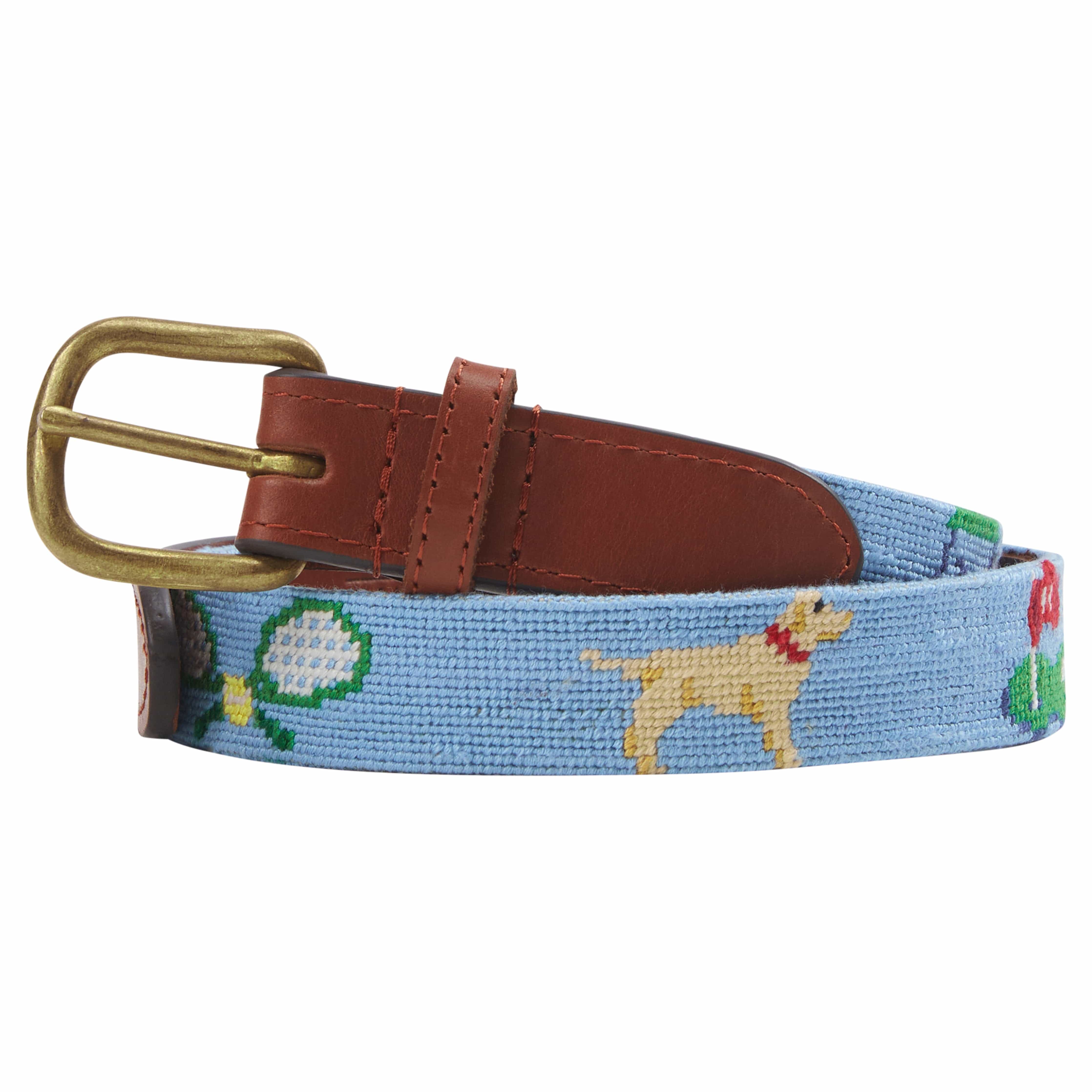 Boy's Light Blue Hand-Stitched Needlepoint Belt – Little English