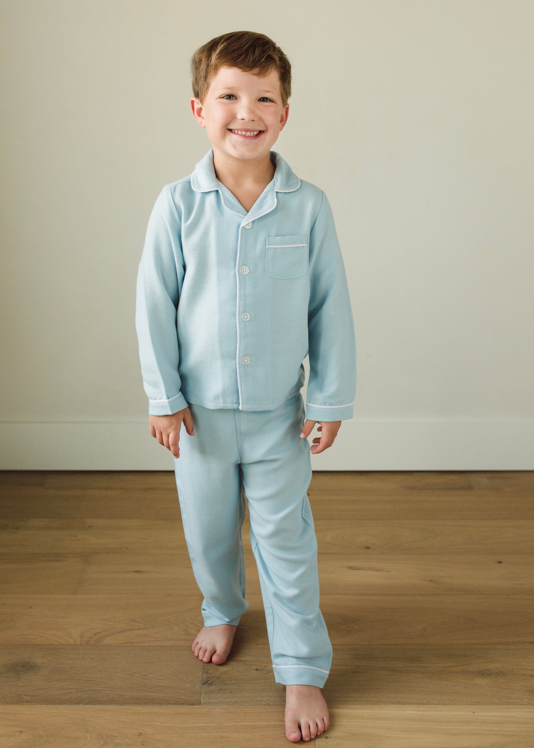 Boy's Classic Blue Pajama Set - Kid's Jammies – Little English