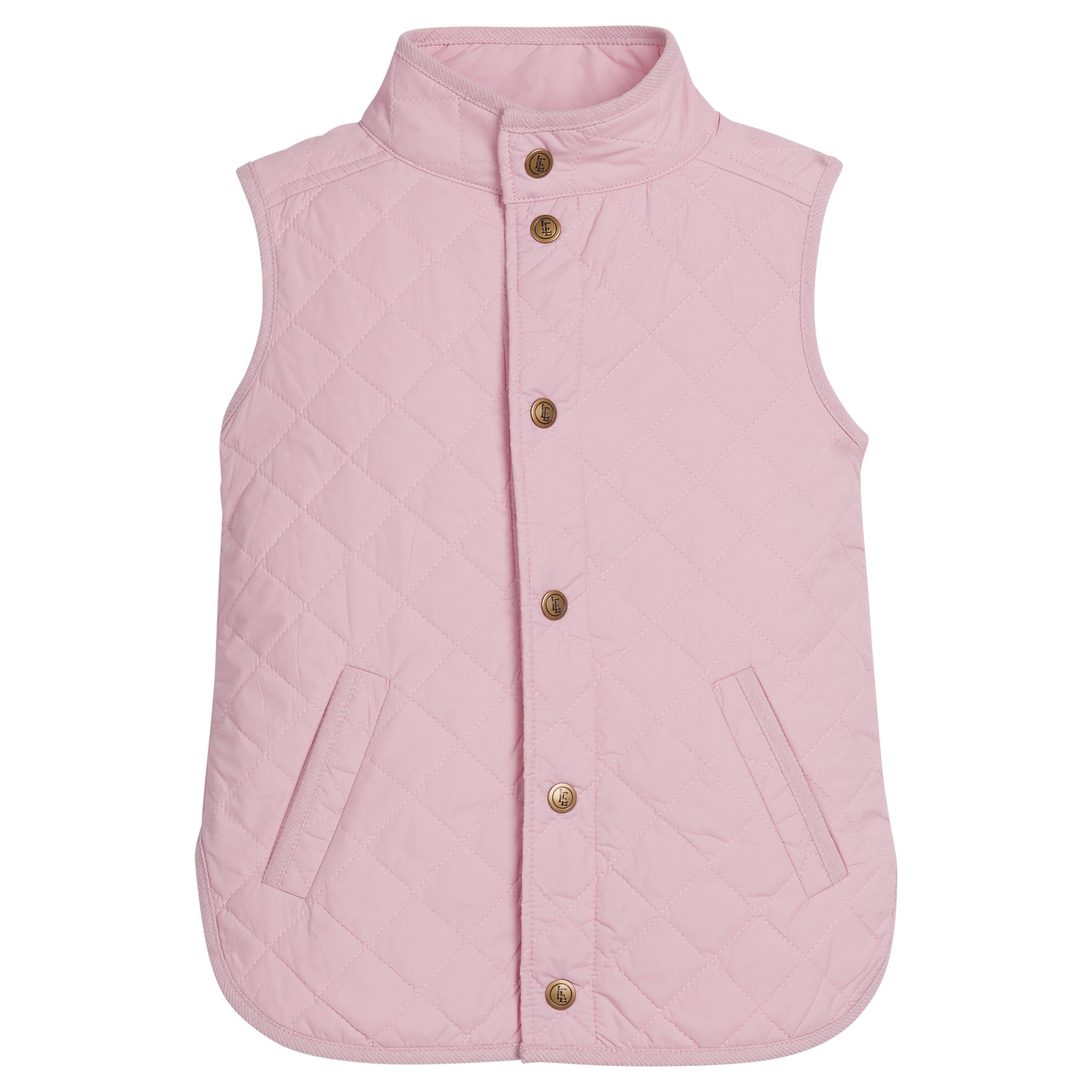 Girls Light Pink Classic Quilted Vest – Little English