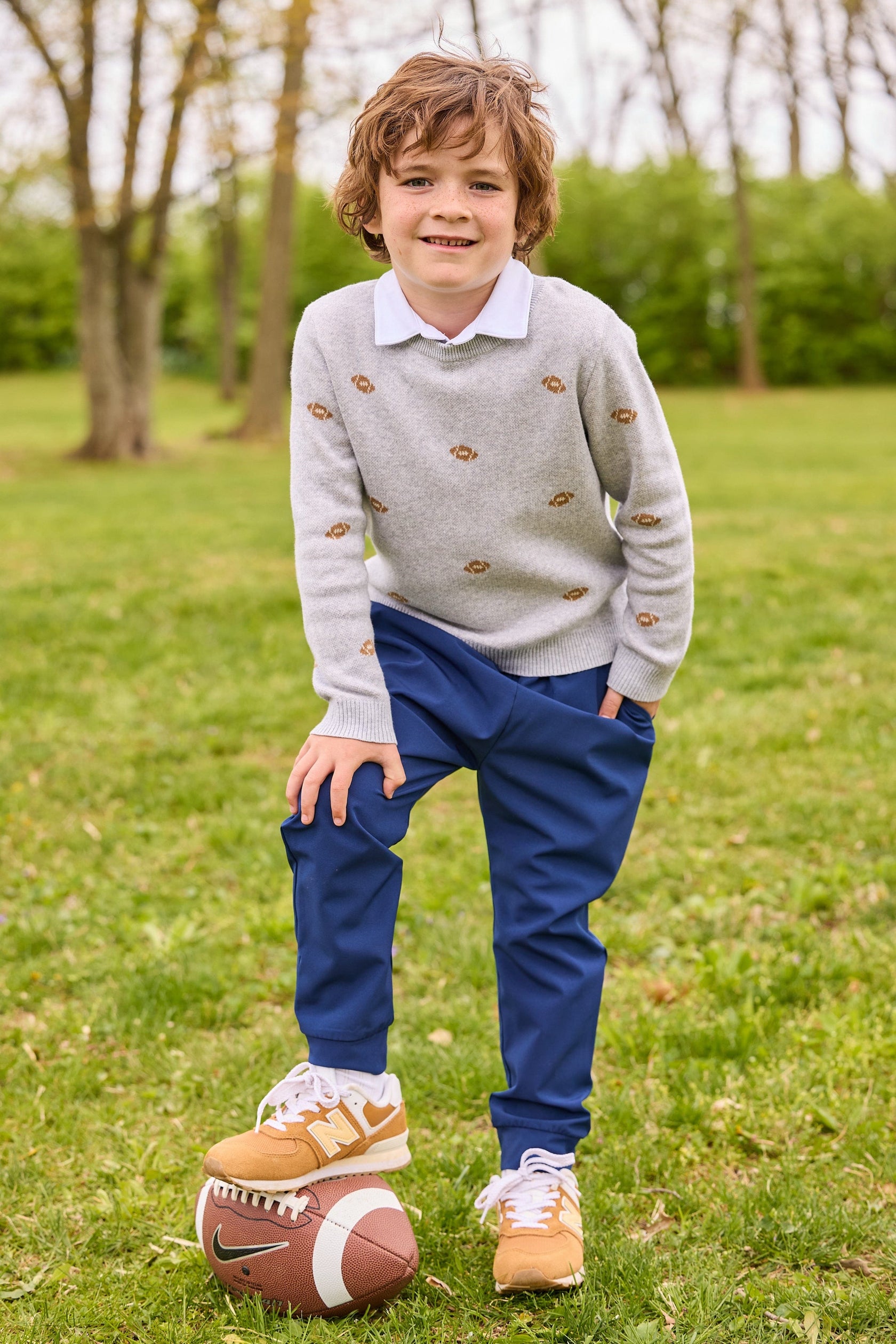 Little English | Boy's Long Sleeve Polo - White