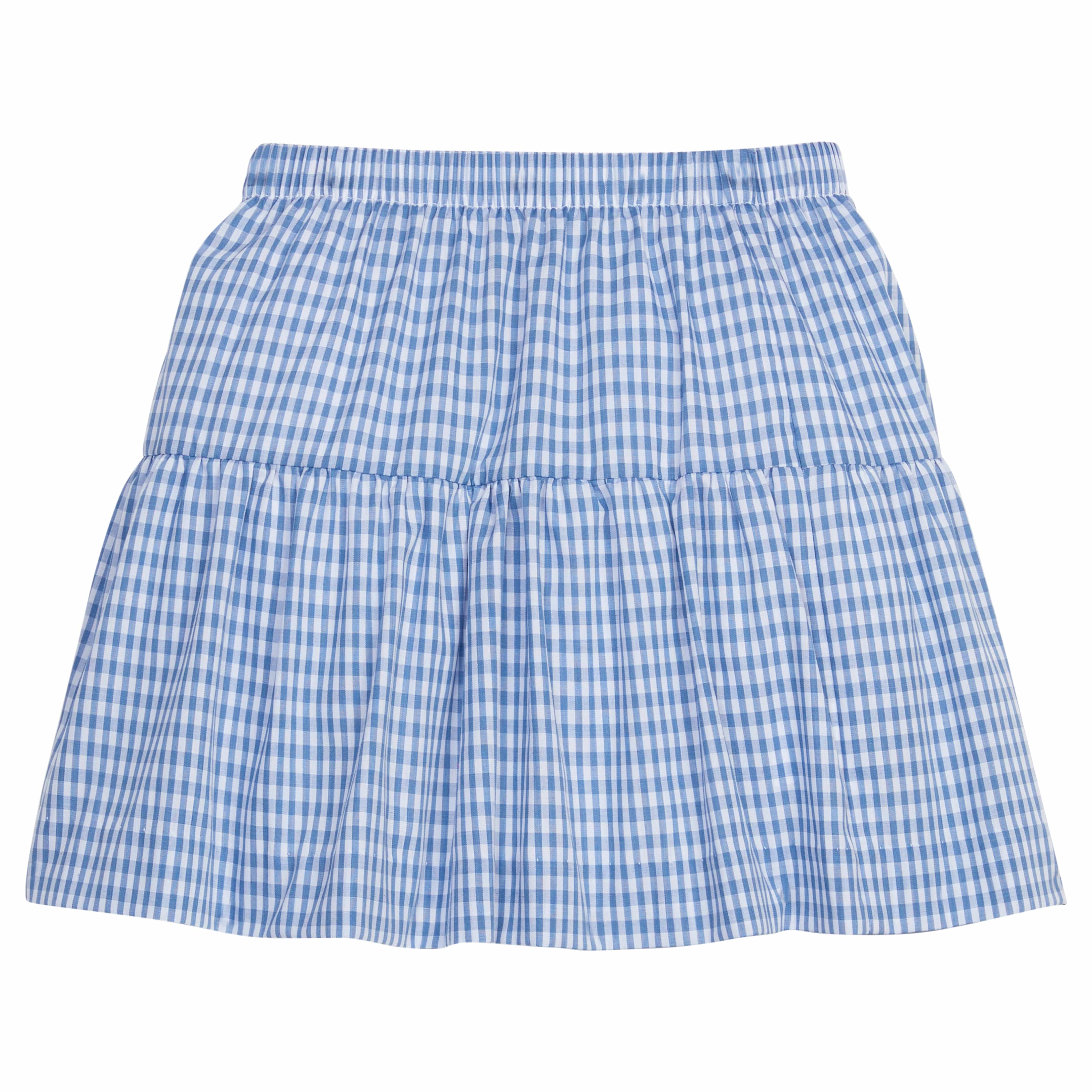 Little English | Girl's Jillian Skirt - Gray Blue Gingham