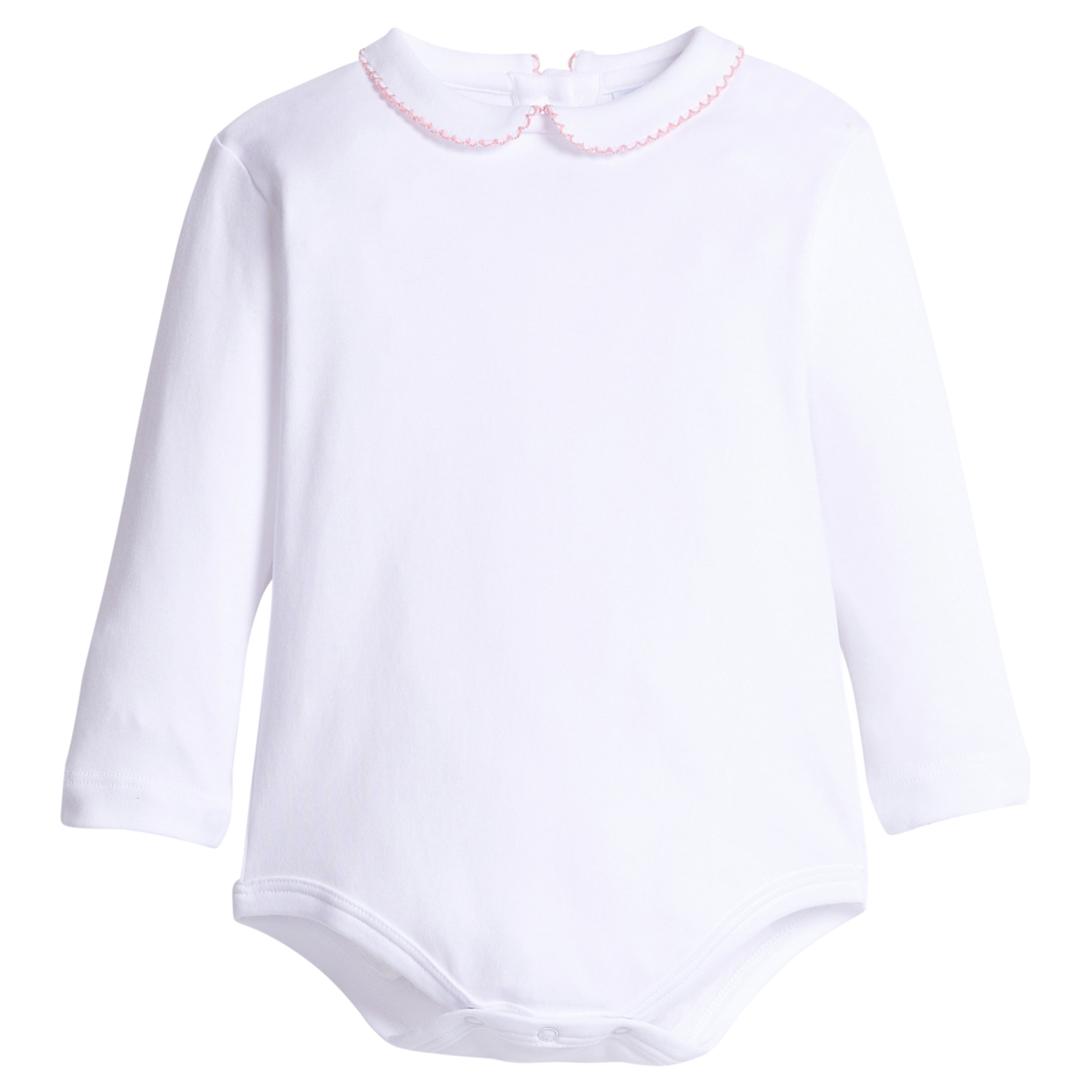 Baby Girl Light Pink Peter Pan Picot Onesie | Little English