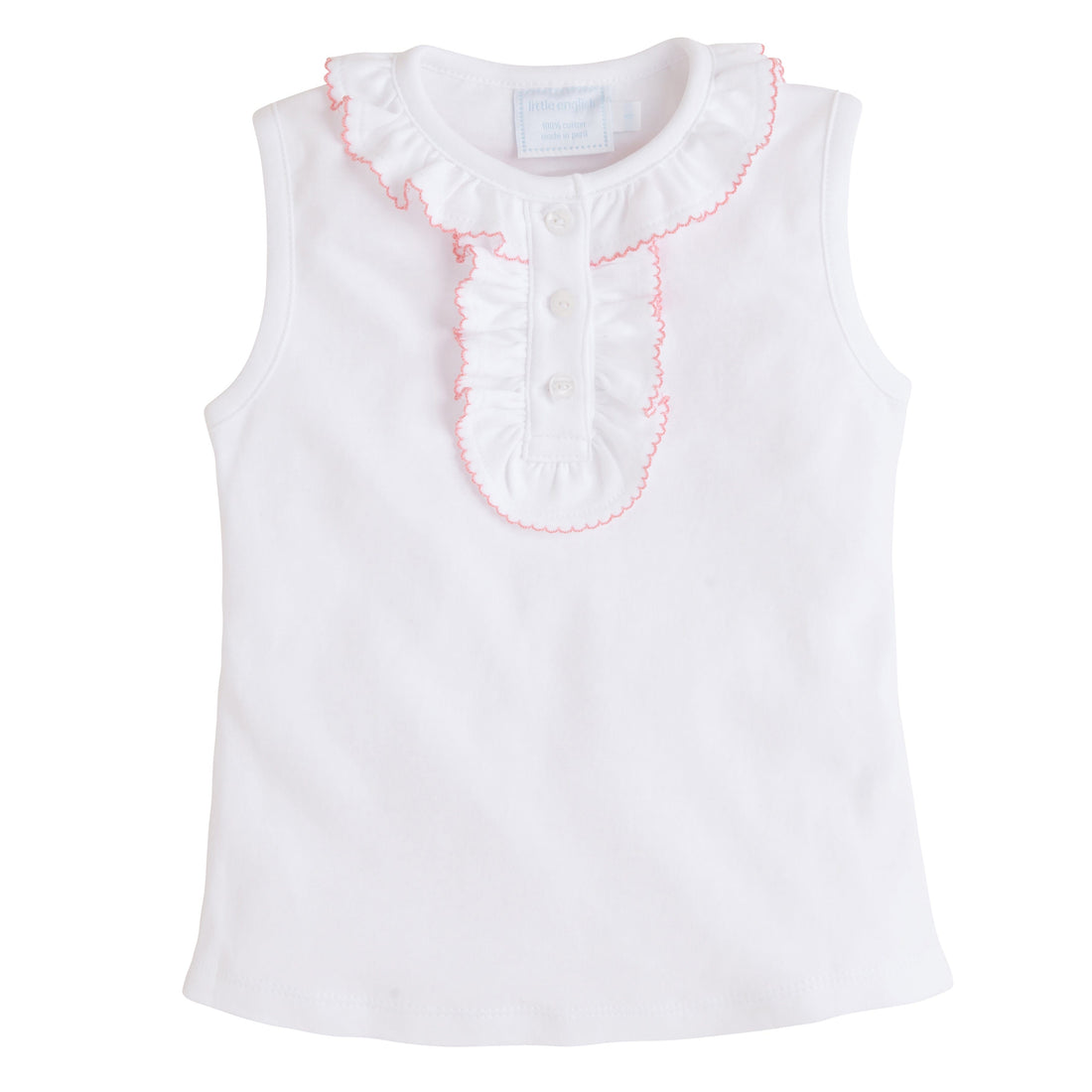 Girl's Ruffled Henley Shirt - Little Girl Tank Top – Little English