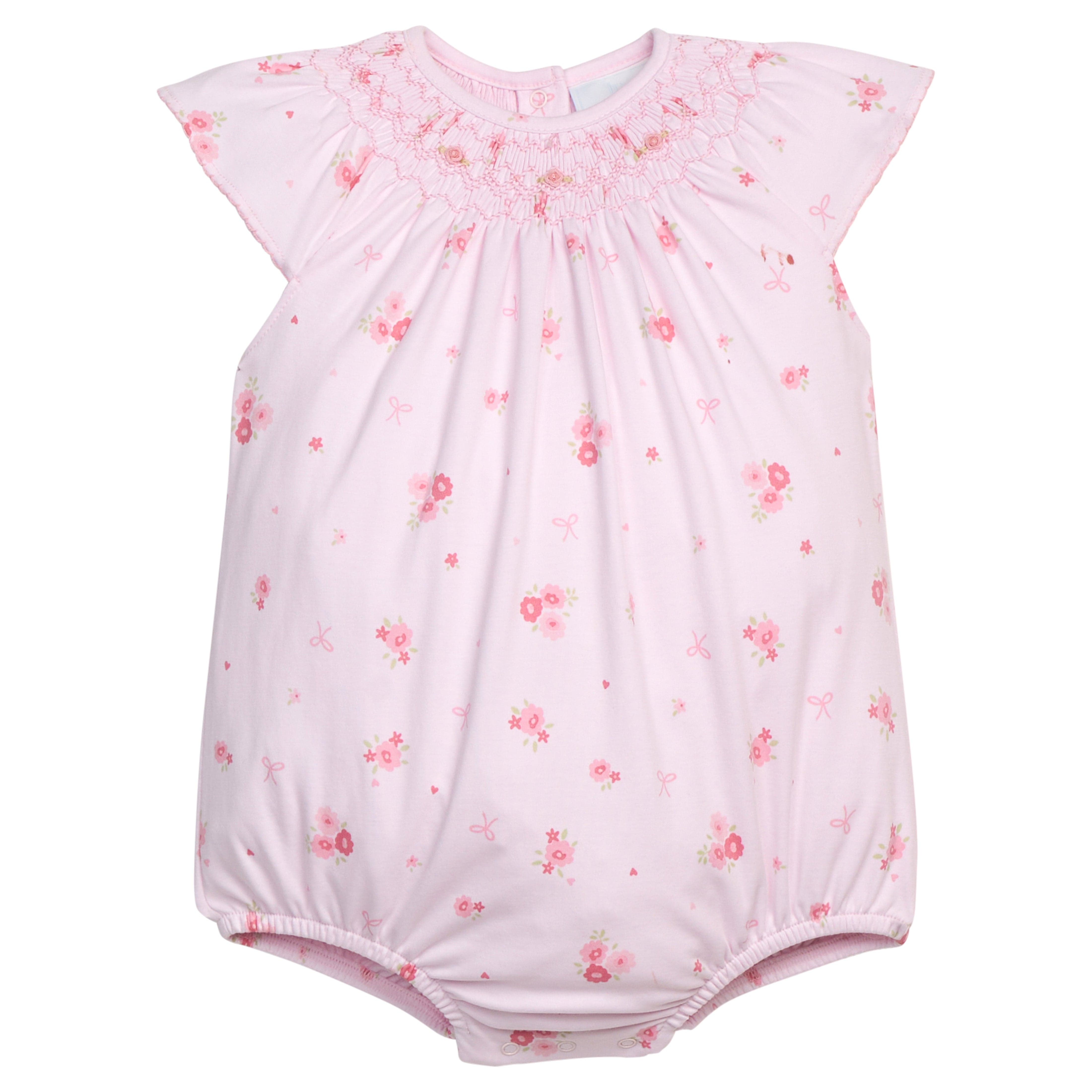 Primrose Floral Smocked Bishop Bubble | Little English Baby Girl